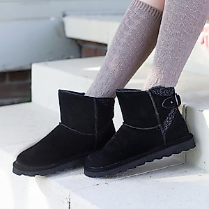 BEARPAW Women's Betty Black Size 10 | Women's Ankle Bootie | Women's Slip On Boot | Comfortable Winter Boot