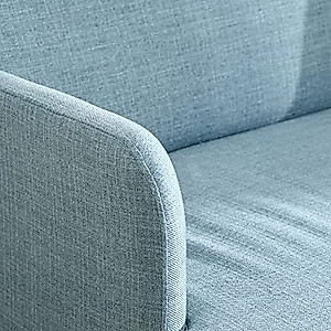 HOMCOM 48" Loveseat Sofa for Bedroom, Modern Love Seats Furniture, Upholstered Small Couch for Small Spaces, Blue