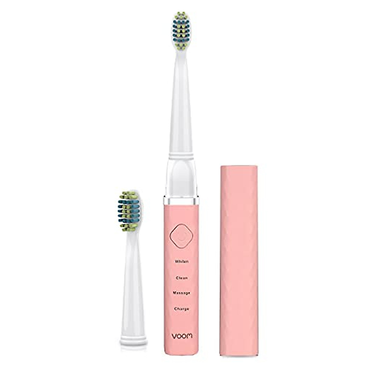 Voom Sonic Pro 3 Rechargeable Electric Battery Powered Toothbrush With Soft Dupont Nylon Bristle Dentist Recommended Portable Oral Care 2-Minute Timer 3 Adjustable Speeds Lightweight Design, Pink