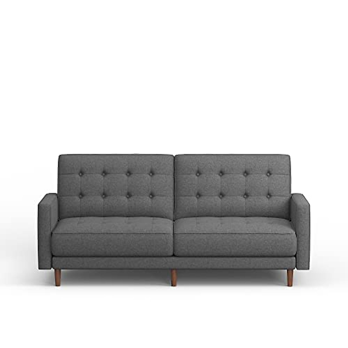 Glenwillow Home 81.5" Mies Square Arm Sleeper Sofa with 32-Button Tufting in MCM Vintage Design in Dark Grey