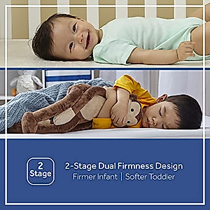 Sealy Baby Posturepedic Grow Breathable 2-Stage Dual Firmness Waterproof Baby Crib Mattress & Toddler Bed Mattress, 204 Premium Coils, Hypoallergenic Cotton, Certified, Made in USA, 52"x28"