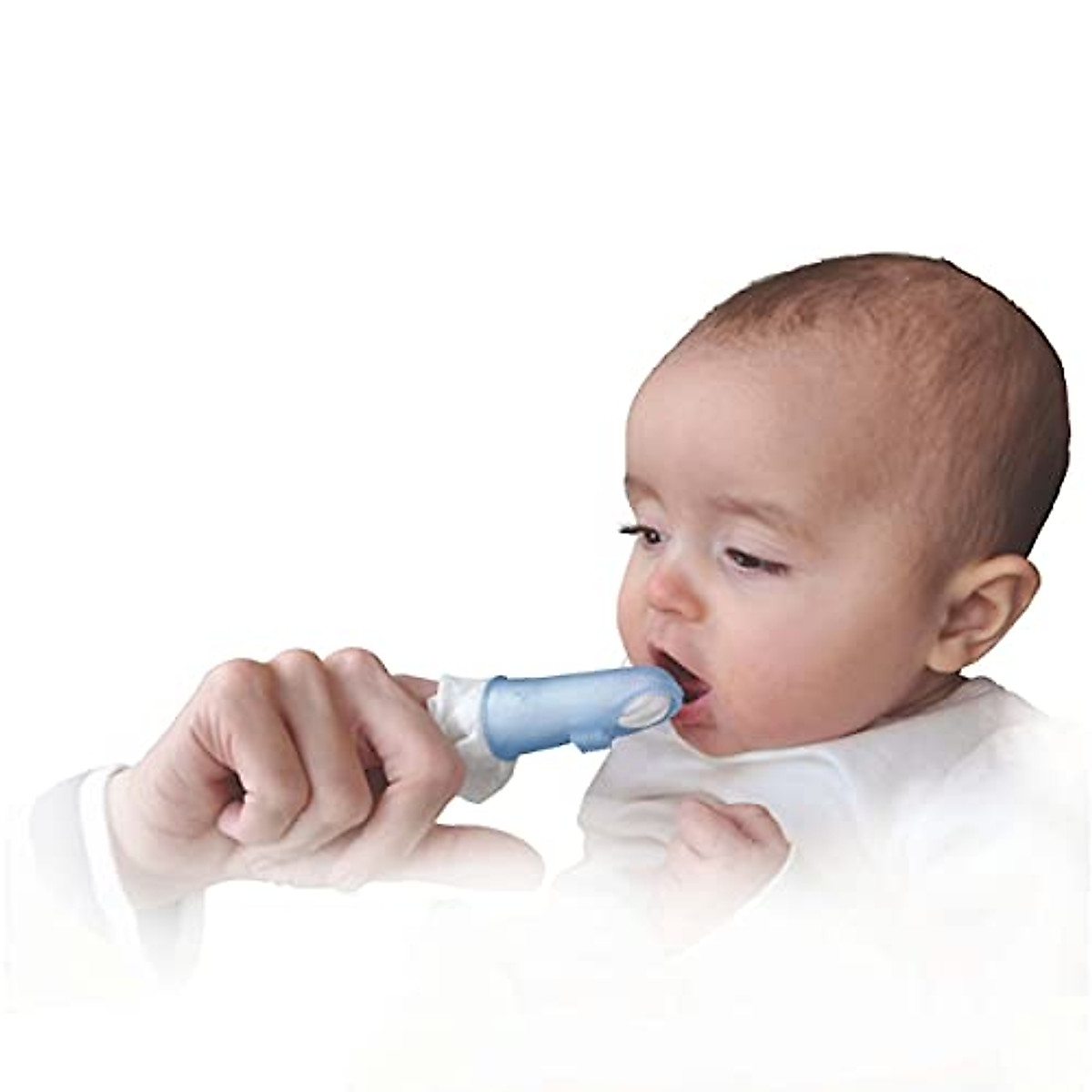 Brilliant Wipe N Brush by Baby Buddy, Silicone Toothbrush, Cleaner for Infants 4-16 Months Old, Use with Dental Wipe, Infant Oral Cleaning Products, Baby Registry Must Haves, Travel Accessories, Blue