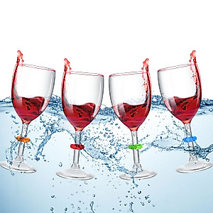 Floating Wine Glasses for Pool Set of 4 Pool Shatterproof Poolside Wine Glasses Plastic Floating Cup with Charms Tags Wine Glasses Unbreakable Wine Glasses Pool for Beach Tub Outdoor Beer Drinking
