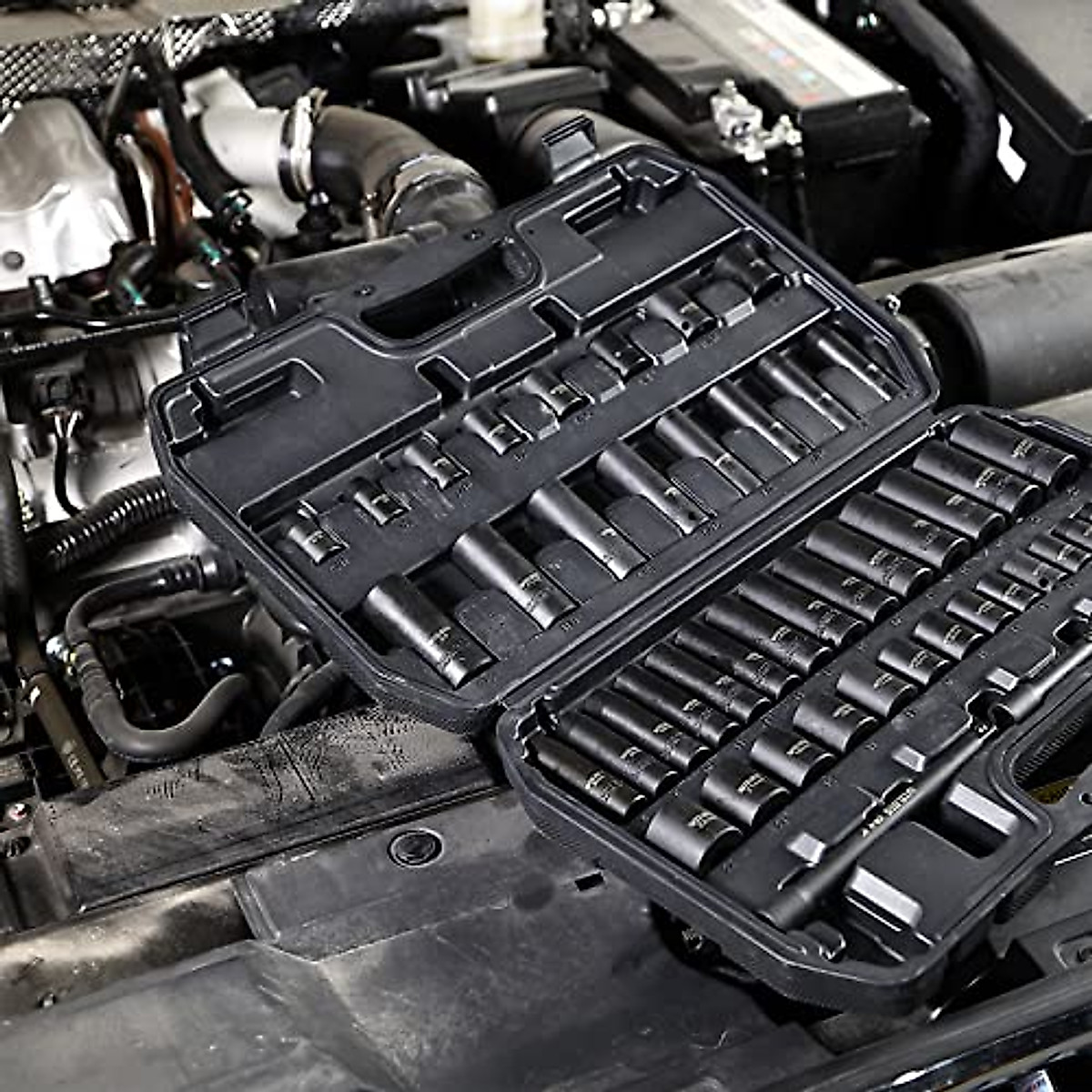 WIILDIS 3/8" Drive Impact Socket Set, 48 Piece Standard SAE and Metric Sizes (5/16 inch to 3/4 inch and 8-22mm), 6 Point, Cr-V Steel Mechanic Socket Set, Gift for Dad Men Father Husband