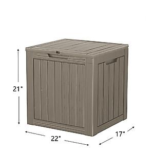 TARKARI 30 Gallon Lockable Resin Deck Box, Waterproof & UV-Resistant Outdoor Storage Box for Outdoor Cushion Storage and Outdoor Delivery Storage, Coffee