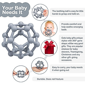 Baby Teethers Toys Silicone Soft Ball Easy to Hold Teether for Sensory Ball Exploration & Teething Stress Relief Molar Ball Soothing Teether Toy Baby Ball for Ages 0 Months+