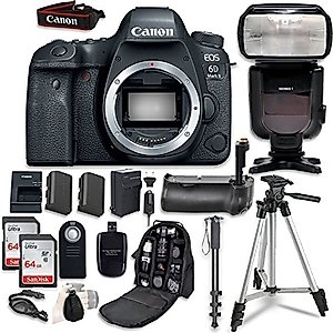 Canon EOS 6D Mark II Digital SLR Camera Bundle (Body Only) + Professional Accessory Bundle (14 Items)