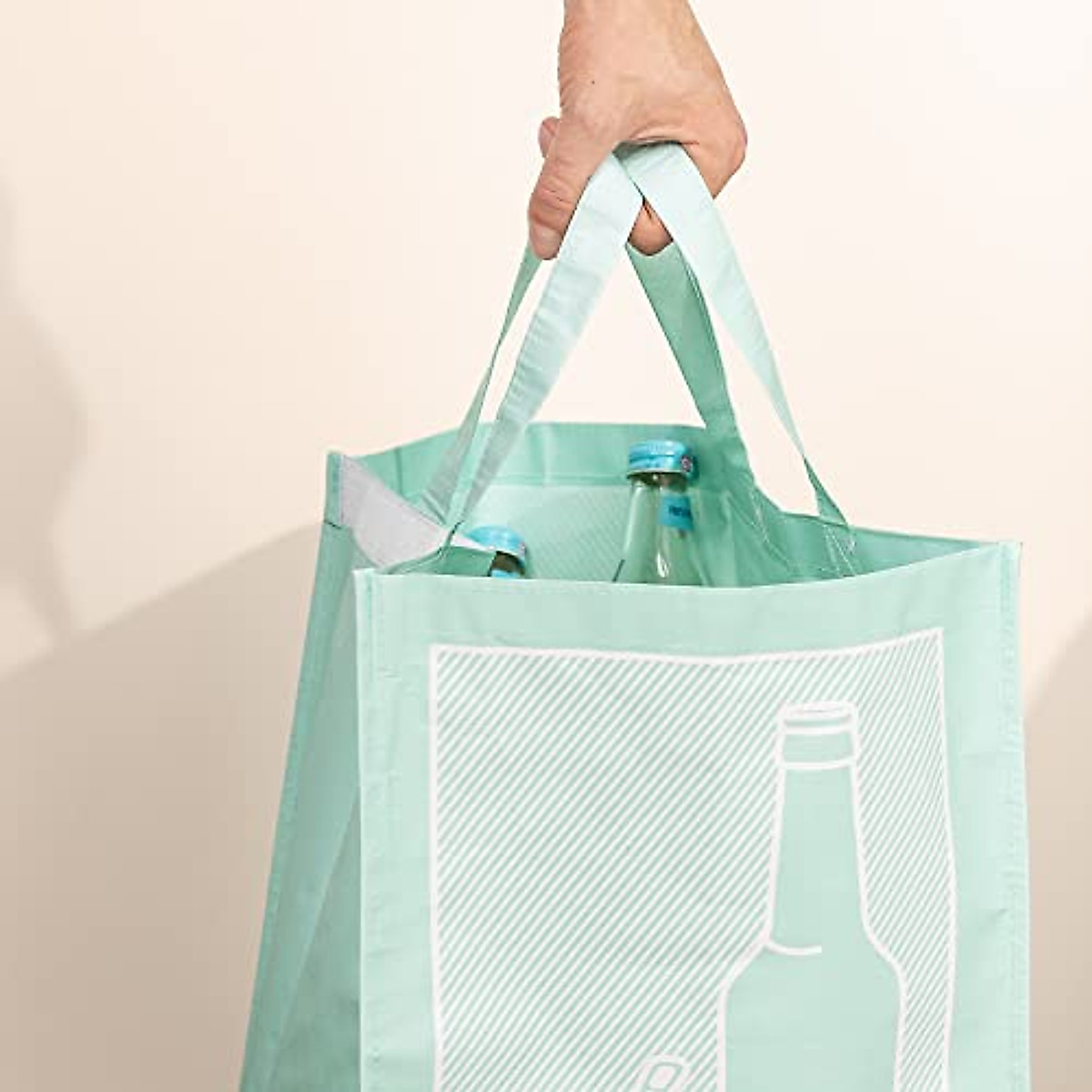 Navaris Recycle Bag Set (3 Pieces) - Reusable Recycling Bags to Separate Paper, Plastic, Glass - Recycling Bins Sorter Bin Organizer for Kitchen, Home