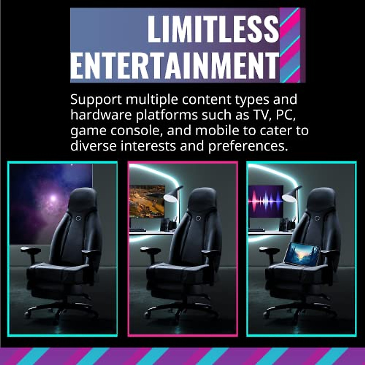 Cooler Master Synk X Ultra Black Ergonomic Real-Time Tactile Immersion Chair, Retractable Leg Rest, All-in-one Controller, Breathable Fabric, Stable Rolling Base, Solid Structure (IXC-SX1-K-US1)
