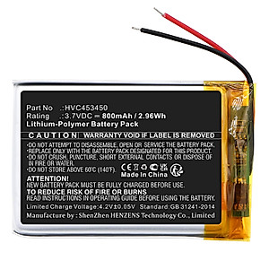 Synergy Digital Credit Card Reader Battery, Compatible with Stripe HVC453450 Credit Card Reader, (Li-Pol, 3.7V, 800mAh) Ultra High Capacity, Replacement for Stripe HVC453450 Battery
