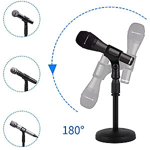 Poocar Desktop Microphone Stand,Heavy Duty Table Desk Microphone Stand with Non-Slip Metal Base, 3/8" and 5/8" Adapter Adjustable Height for Blue Yeti Snowball Spark & Other Microphone