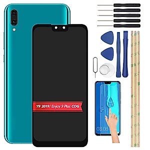 LCD Display Replacement for Huawei Y9 2019 Enjoy 9 Plus JKM-LX1 JKM-LX2 JKM-LX3 6.5" Touch Screen Digitizer Full LCD Assembly with Tools (Black, Cog)