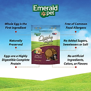 Emerald Pet Quiche Royale Premium Training Dog Treats — Healthy and Tasty Natural Dog Chews Made with Real Eggs — Limited Ingredient Dog Treats Made in The USA — Bacon & Cheese Treats, 6 oz