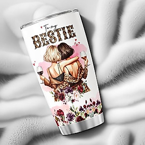 HUBUPU My Bestie Best Friend, Tumbler 20 Oz With Lid And Straw, Holiday and Christmas Gifts, Tumblers Women