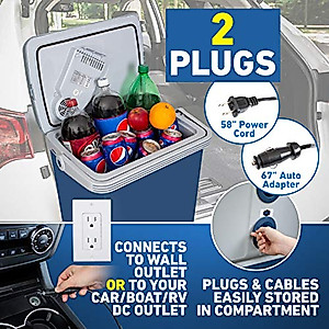 K-Box Electric Cooler and Warmer for Car and Home - 34 Quart (32 Liter) - Dual 110V AC House and 12V DC Vehicle Plugs (Blue)