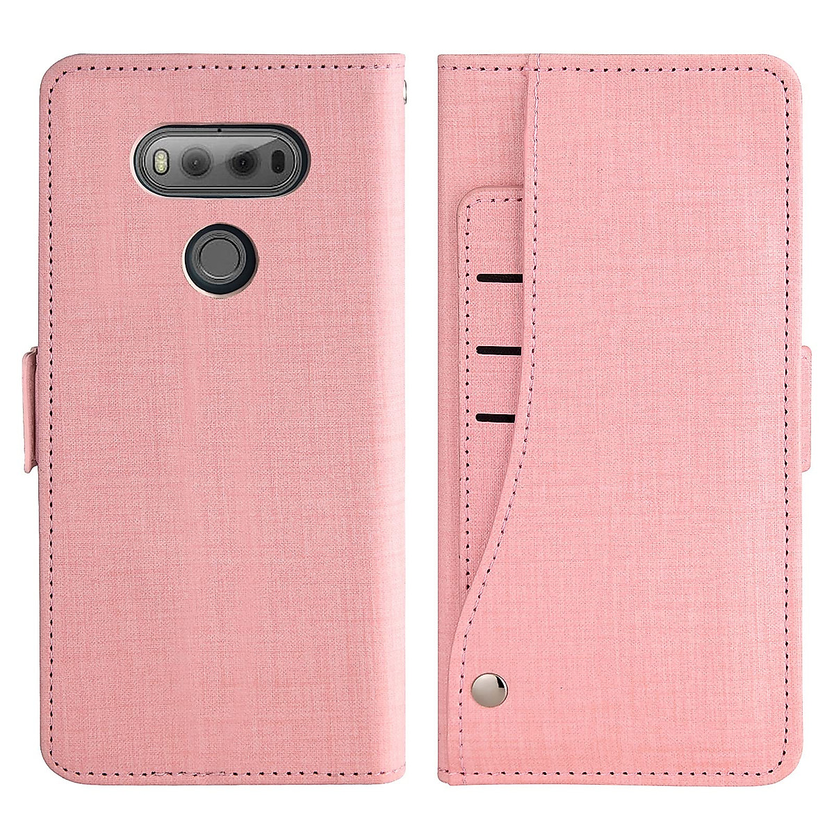 Asuwish Compatible with LG V20 Wallet Case Tempered Glass Screen Protector and Leather Flip Cover Card Holder Stand Magnetic Cell Accessories Phone Cases for LGV20 LG20 V 20 Boys Girls Women Men Pink