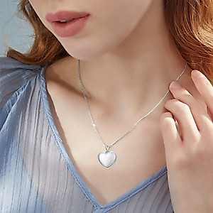 SOULMEET 10k White Gold Minimalist Style Blank Heart Locket Necklace That Holds Pictures Photo Locket Necklace, 20" Gold Plated Silver Chain (Locket only)
