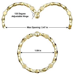 CHICTIE Gold Shower Curtain Rings, Brass Rustproof Decorative Shower Hooks for Bathroom Shower Curtain Rods, Set of 12 Premium Metal Shower Rings Hangers HK5# Circle Ring Design