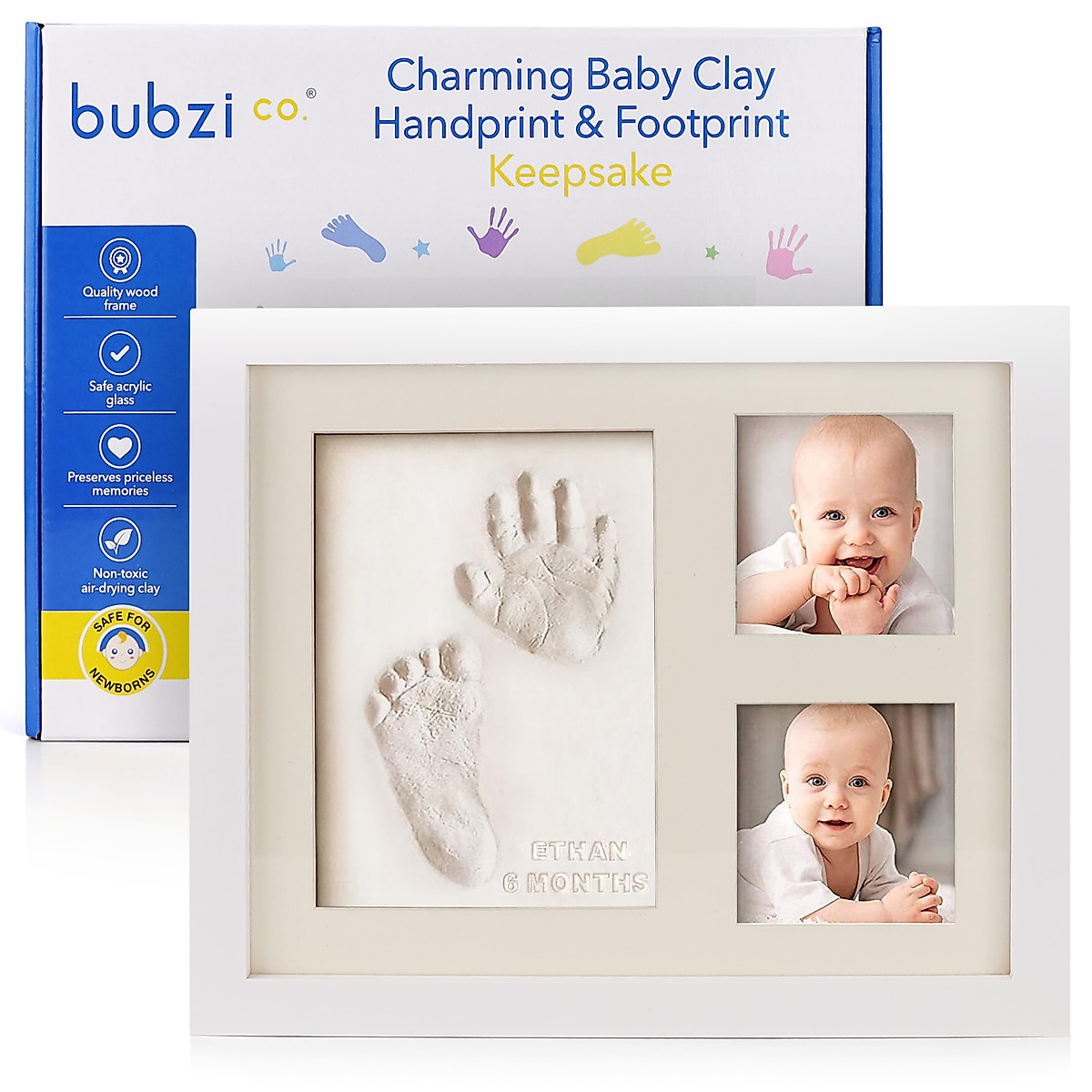 Baby Handprint and Footprint Makers Kit Keepsake For Newborn Boys & Girls, Baby Girl Gifts & Baby Boy Gifts, New Mom Baby Shower Gifts, Baby Milestone Picture Frames Baby Registry, Nursery Decor