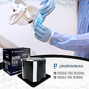 Black Barrier Film Roll 4"x6" - Protective Dental Barrier Film for Dental, Medical, Tattoo - Perforated Adhesive Barrier Tape Sheets (1 Box of 1200 Sheets) by PlastCare USA