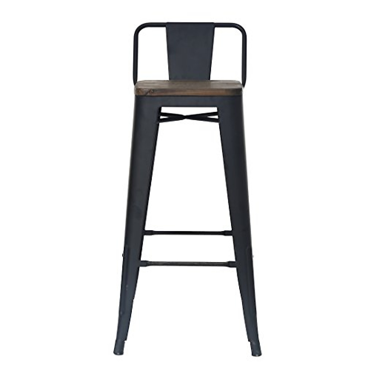 ZHENGHAO 30 Inch Bar Stools Set of 4, Metal Counter Height Stools with Low Back Industrial Stackable Bar Chairs Indoor for Kitchen/Dining/Patio, Matte Black
