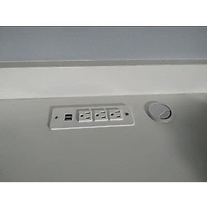 Conference Recessed Power Strip with USB Mountable Power Outlet Built in Desktop Workbench Drawer Cabinet 10'ft Heavy Duty Power Cord White