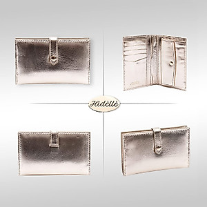 Hidelle Foil Leather Bi-Fold Women Wallet, Purse with Cards Holder and Button Closure Handbag, (Light Gold)