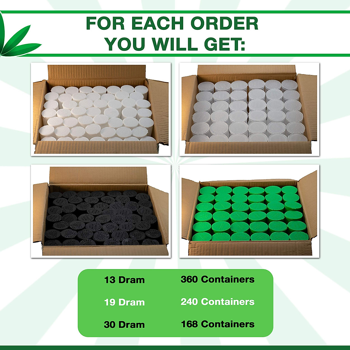 Emerald Mountain Supplier Pop Top Dram Containers | Durable Airtight Multipurpose Storage | Herb and Pill Organizer - 13 Dram (Green, 320 Count (Pack of 1))