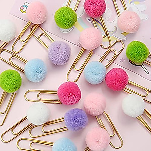 Lan-He Creative Girl Heart Students use Hair Ball Paper Clip Hand Ledger Decoration Colorful Cute Bookmark Small pin Paper Clip