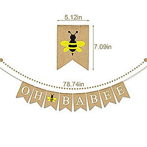 Pudodo Burlap Oh Babee Banner Bumble Bee Themed Baby Shower Gender Reveal 1st Birthday Party Nursery Wall Decoration