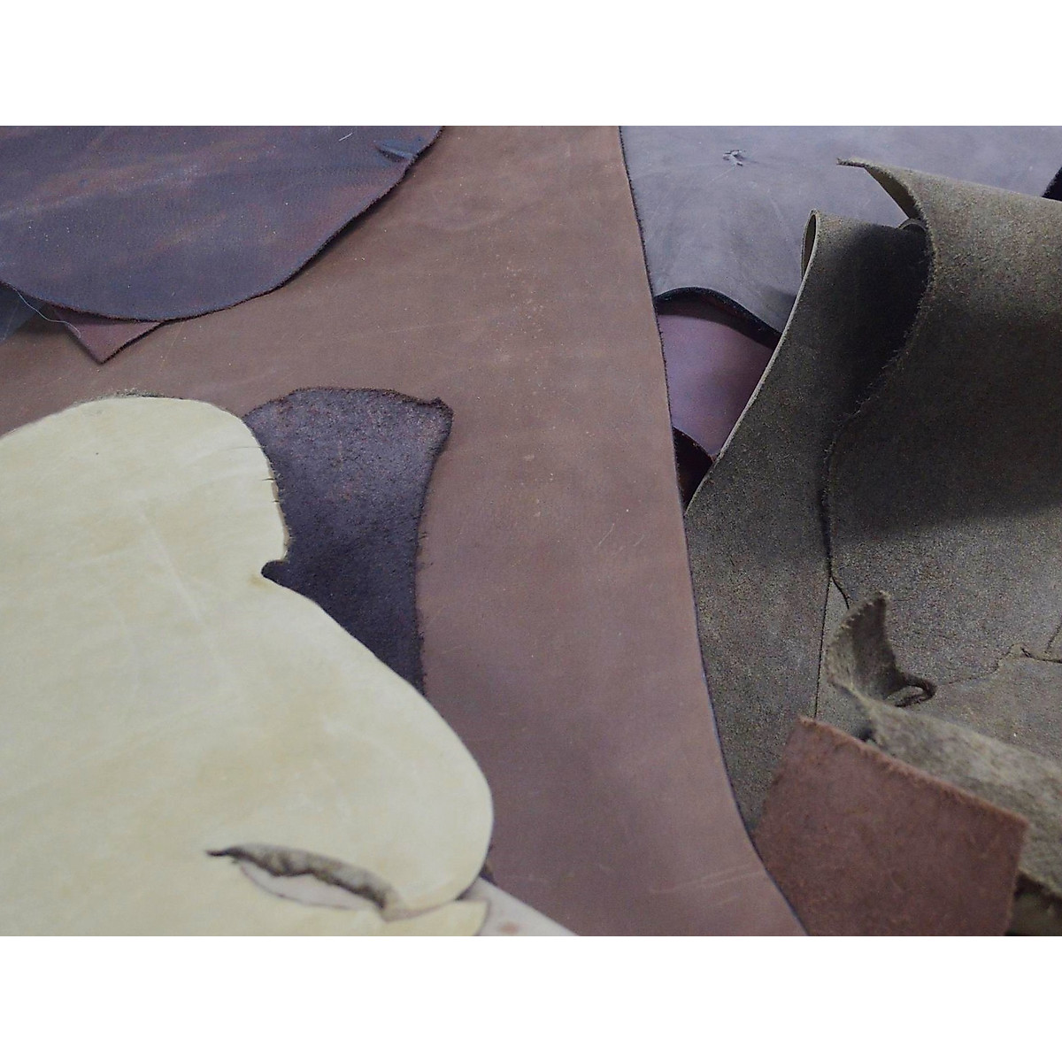 The Leather Guy - Leather Scraps Oil Tanned Boot 3 LB 3-5 oz Cow Project Remnants Bag