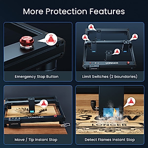 Longer Laser B1 Engraver, 36000mW Laser Cutter Engraving Machine with Air Assist, DIY Precisely Laser Engraving Machine, CNC Machine for Wood and Metal, Acrylic, Leather, etc.Laser Class II