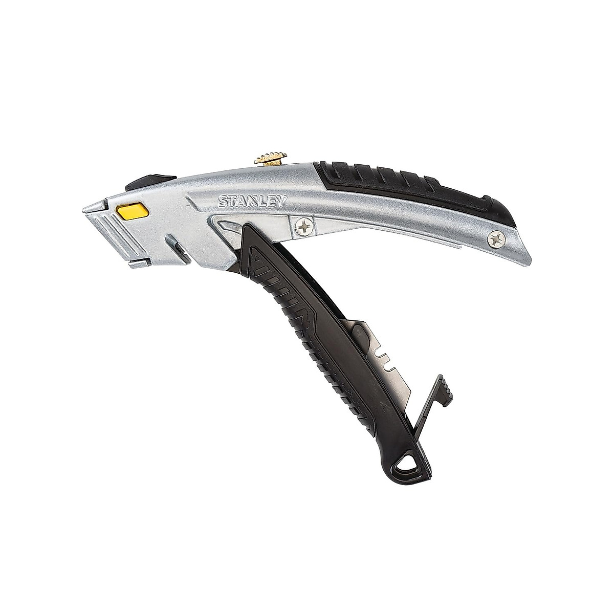 Stanley 10788 Curved Quick-Change Utility Knife, Stainless Steel Retractable Blade, 3 Blades