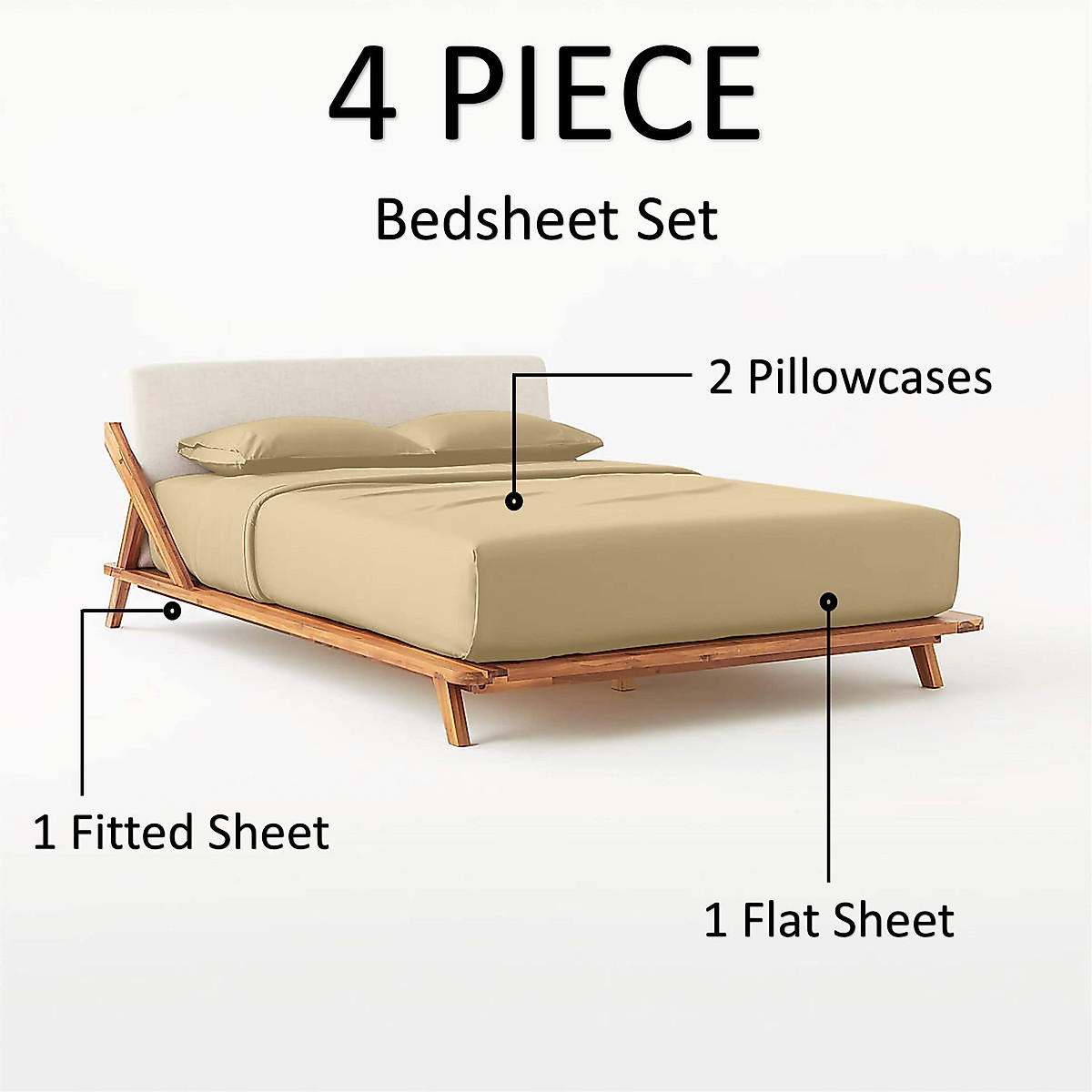 EXTRA 24" DEEP POCKET of the fitted sheet, Real 1000-Thread-Count, 100% Egyptian Cotton |Queen Size, Taupe Color| 4 PC Sheet Set, 1000TC Egypt Long Staple Cotton, Breathable Soft Silky Sateen Weave