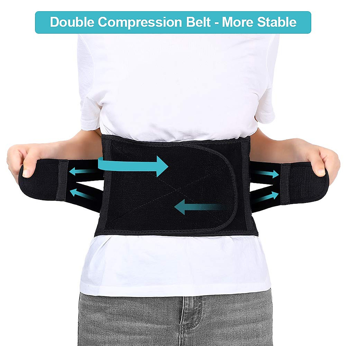Adjustable Lumbar Belt, Waist Belt with Curved Aluminum Strips, Breathable Mesh Panels Dual Adjustable Hook and Loop Closure for Herniated Disc, Sciatica Pain Relief and Injury Prevention (Black M)