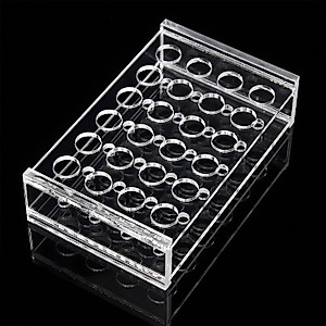 2 Pack Acrylic Test Tube Rack, 24Wells, for 5/9“ OD Tube (13 ±0.1mm，MAX for 14mm) Centrifuge Tube Holder for Labortory Holder Lab Test Tube Transparent
