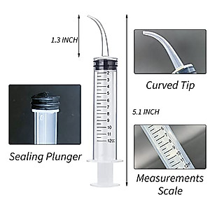 Wisdom Teeth Syringe, 5 Pack Irrigation Dental Syringes with Measure Scale & Curved Tip for Dental Care Liquid Oral Tonsil Stone