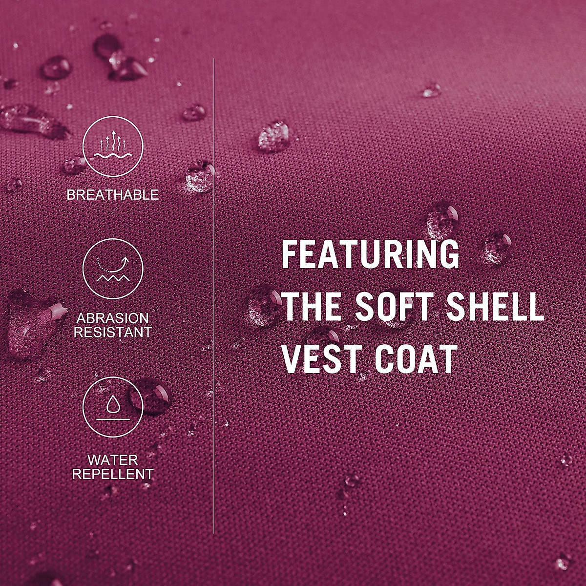 BALEAF Women's Lightweight Vest Softshell Sleeveless Jacket Windproof Stand Collar with Zipper Pockets Running Hiking Golf Rouge L