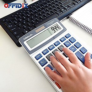 OFFIDIX Basic Office Calculators,Solar and Battery Dual Power Electronic Calculator Portable Large LCD Display Calculator Big Numbers Desktop Calculator (Big Size)