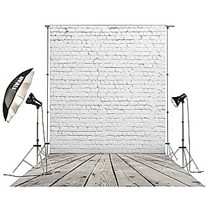 HUAYI 5'x10' Vinyl Backdrop for Photo Studio Pictures Home Decoration DIY Food Background Brick and Wood Floor D-2504