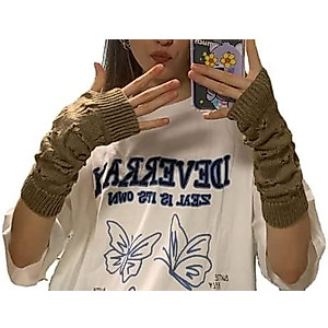 Grunge Gloves Fairy Grunge Accessories Ripped Glove Crochet Glove Grunge Clothes Fairy Grunge Aesthetic (Brown)