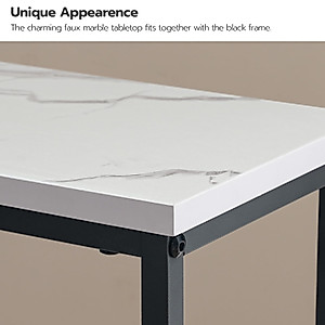 HOOBRO 29.5-Inch Narrow Console Table, Small Sofa Table, Entryway Slim Side Display for Hallway, Bedroom, Living Room, Foyer, Marble and Black BM76XG01