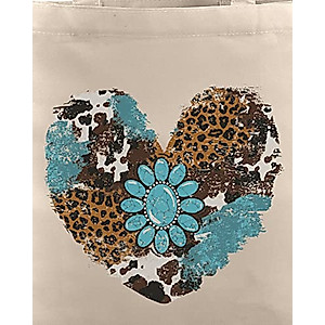 B Wear Sportswear Turquoise Heart Country Life Leopard Print Women's Printed Graphic Tote Bag (One Size)