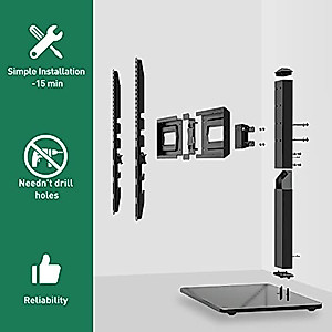 MOUNT PRO Swivel Universal TV Stand/Base - Table top TV Stands for 37 to 70 Inch LCD LED TVs - 9 Levels Height Adjustable TV Mount Stand with Tempered Glass Base, Holds up to 88lbs, Max VESA 600x400mm