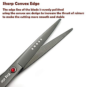 7.0in Titanium Black Professional Pet Grooming Scissors Set,Straight & Thinning & Curved Scissors 4pcs Set for Dog Grooming,(Black)