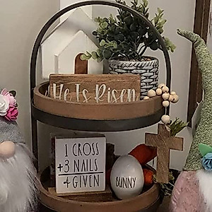 Jesus Tomb-Easter Tray Bundle Kit, Wooden Easter Jesus Sign Tiered Tray Decorations, Easter Decor for Home Table Mantle Office, Wooden Easter Decor, Set of 4 (Set-B)