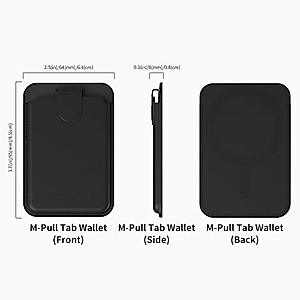 Sinjimoru Vegan Leather iPhone 14 Wallet for MagSafe Wallet, iPhone 14 Plus Magnetic Accordion Wallet Card Holder for Back of Cell Phone Case foriPhone 15 14 13 12 Series. M-Pull Tab Wallet Black