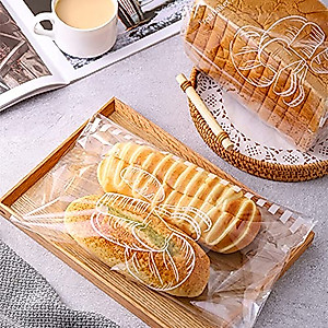 Lesibag Bread Loaf Packing Bags - Printed Bread Bags for Homemade Bread or Bakery - Reusable Bag for Large Loaves - 8” x 4” x 18” (50)