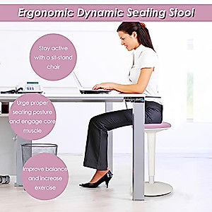 Giantex Wobble Stool Height-Adjustable Standing Desk Stool W/ Swivel, Tilt Motion, Premium Airlift, Wiggle Chair for Flexible Seating, for Junior, Home, Office, School Active Chair (Pink+White)