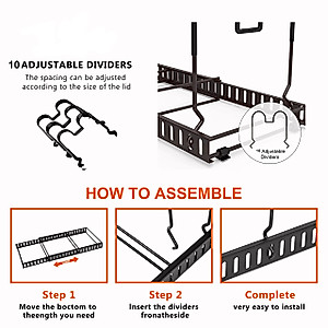 Atposh Pot rack 10 Adjustable Dividers Pots and Pans Organizers Expandable Pots Lid Holder Kitchen Cabinet Pantry Bakeware Organizer and Storage
